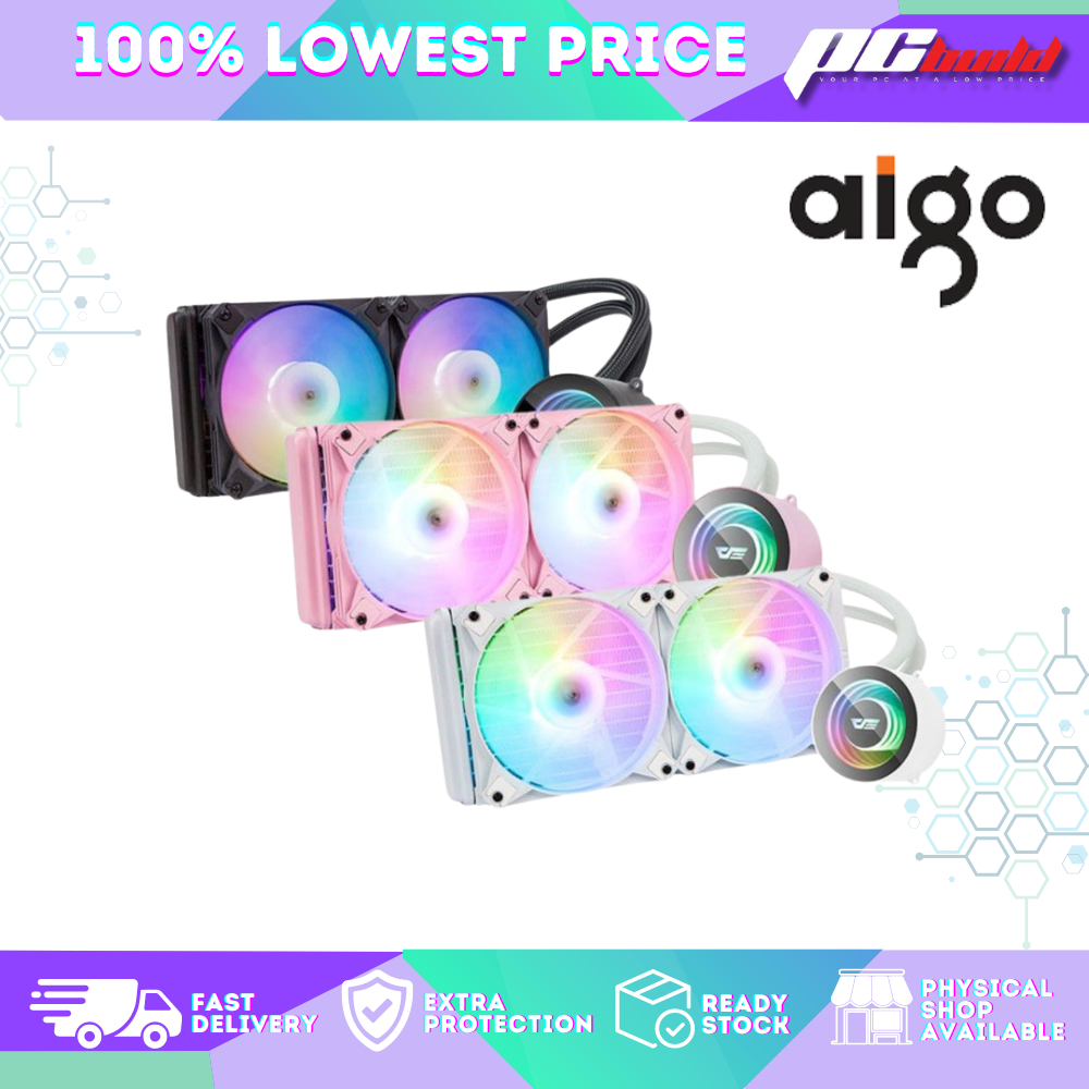 AIGO DARK FLASH TWISTER DX240 / DX-240 ARGB AIO 240MM CPU LIQUID COOLER ...