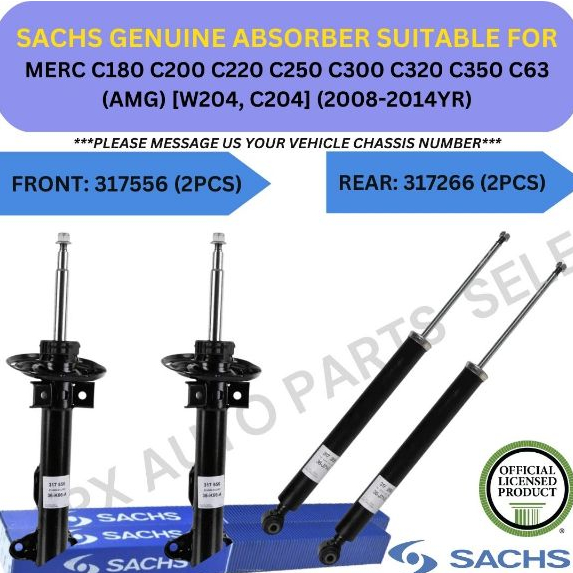SACHS GENUINE ABSORBER (FRONT, REAR) FOR MERC C180 C200 C220 C250 C300 ...