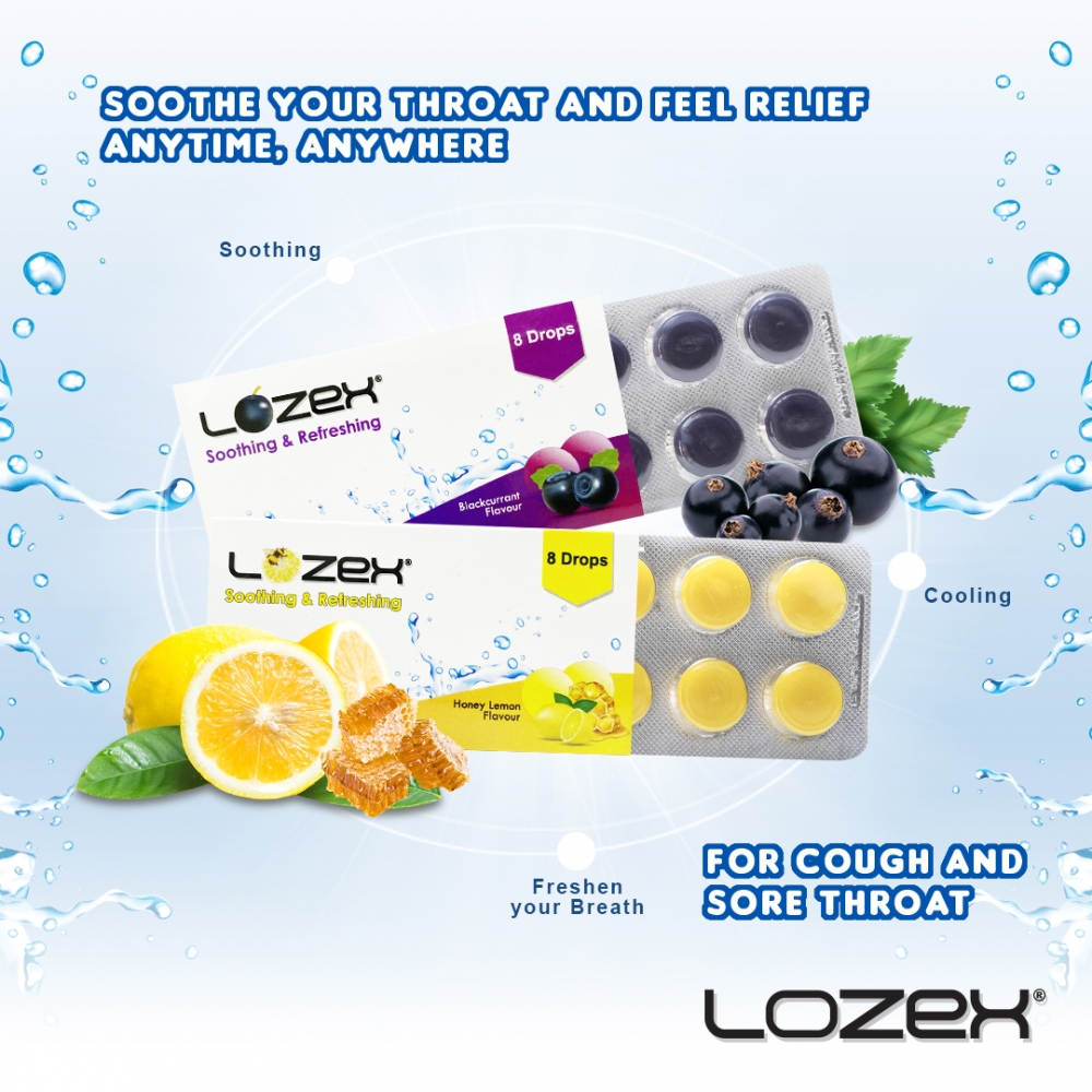 Lozex THROAT AND COUGH LOZENGES 8 DROPS (PER STRIP) | Shopee Malaysia