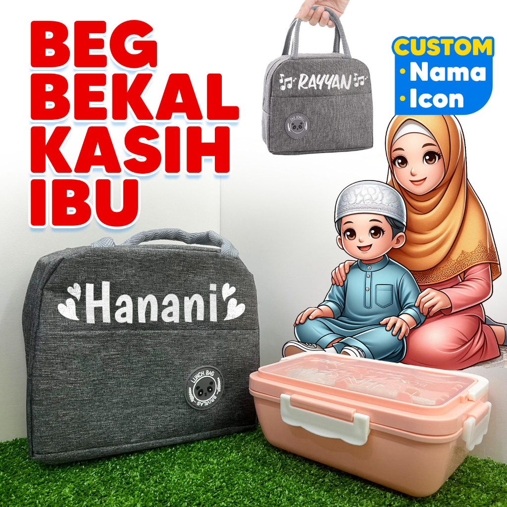 BEG BEKAL KASIH IBU / LUNCH BAG - Siap Printed Nama - Boleh Custom Nama | Shopee Malaysia