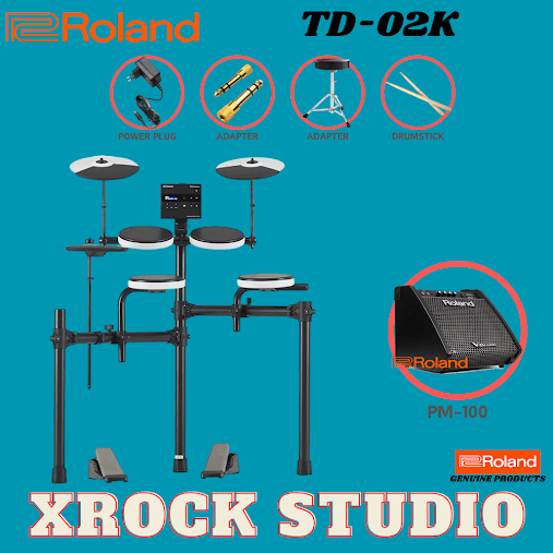Roland TD-02K V-Drums Electronic Drum Kit With RH5 Headphone, Drum Throne And Drumstick ( TD 02K ...