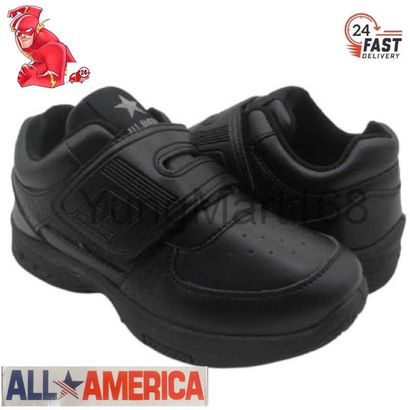 ALL AMERICA 4916 Kasut Sekolah Hitam Sekolah Rendah FULL PVC WATERPROOF ...