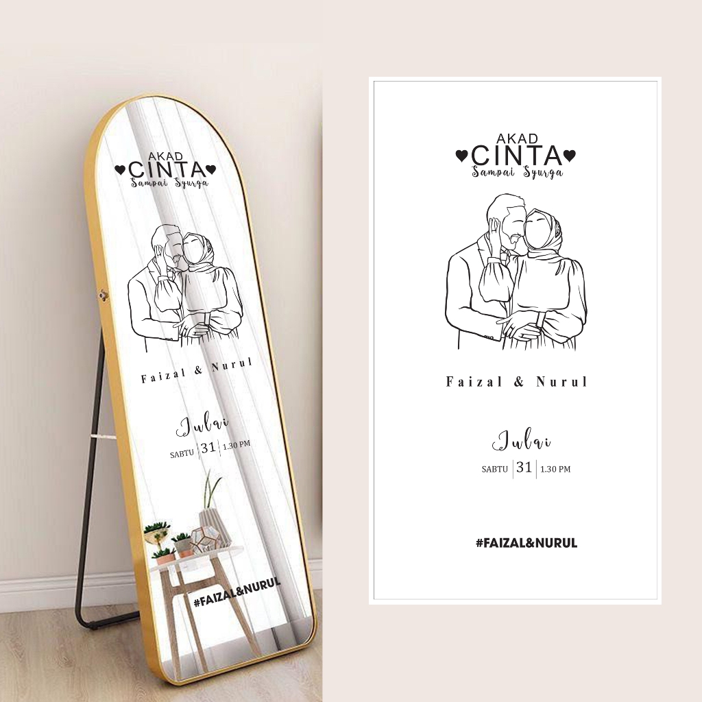 CUSTOM STIKER CERMIN PANJANG KAHWIN TUNANG STIKER CERMIN MIRROR SIGNAGE ...