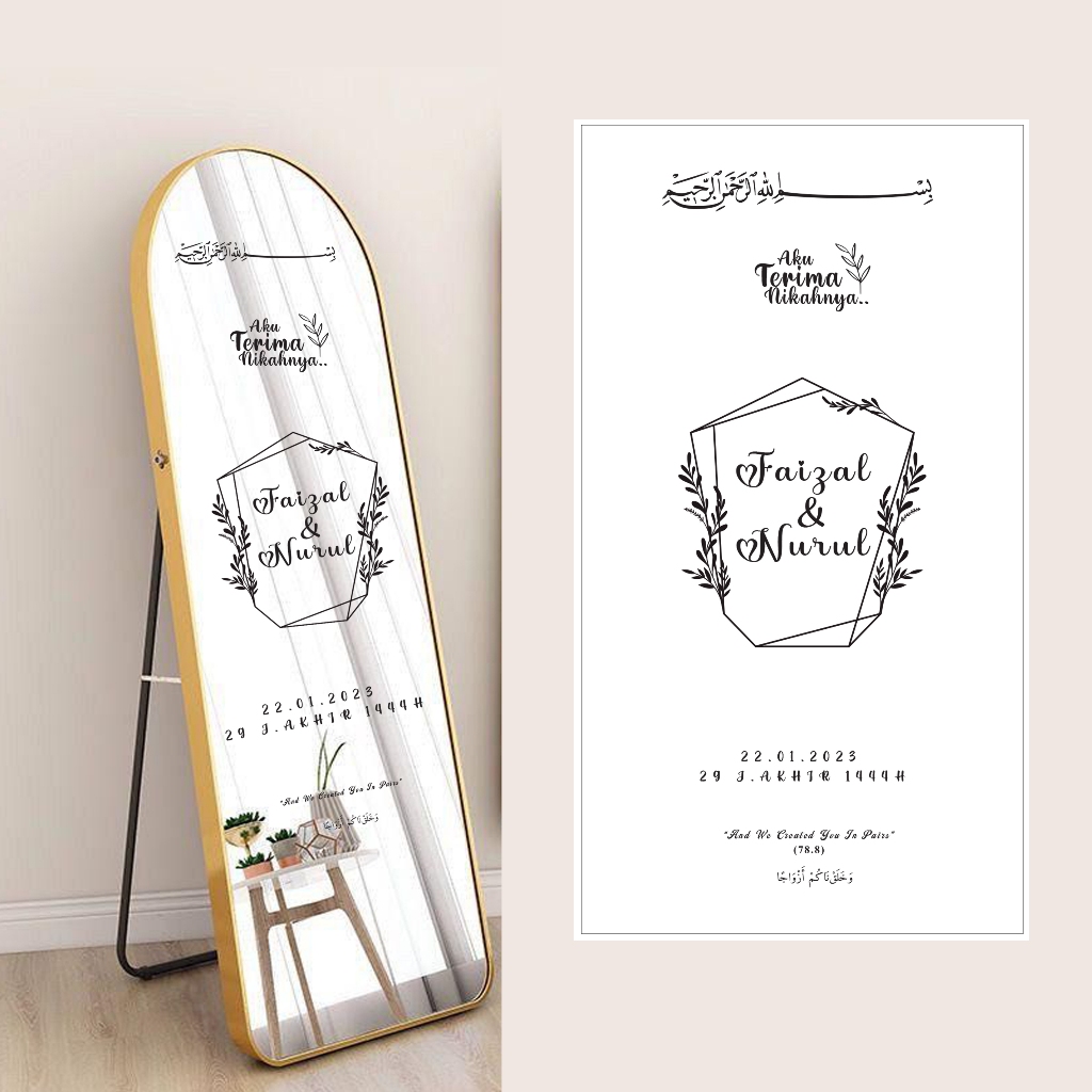 CUSTOM STIKER CERMIN PANJANG KAHWIN TUNANG STIKER CERMIN MIRROR SIGNAGE ...