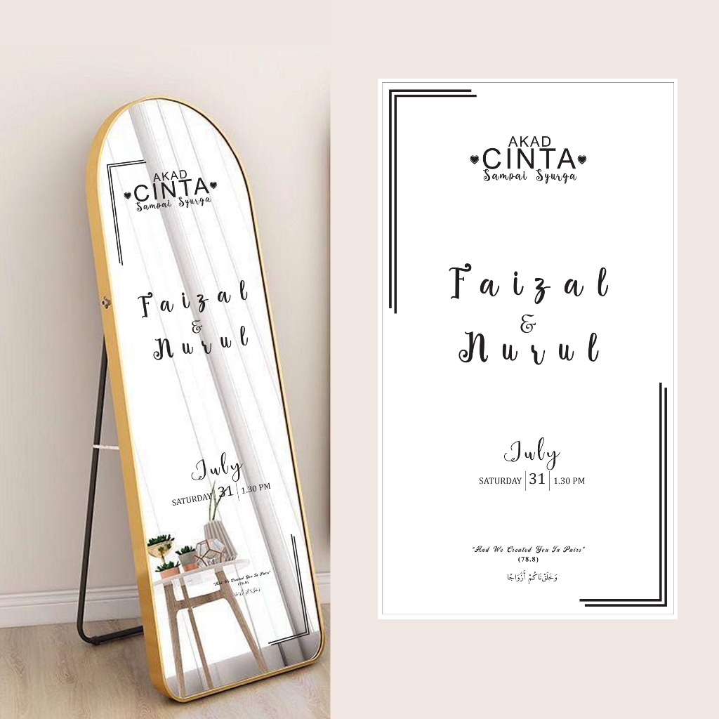 CUSTOM STIKER CERMIN PANJANG KAHWIN TUNANG STIKER CERMIN MIRROR SIGNAGE ...