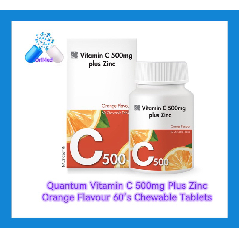 Quantum Vitamin C 500mg Plus Zinc 60’s ( Chewable Orange Flavour ...
