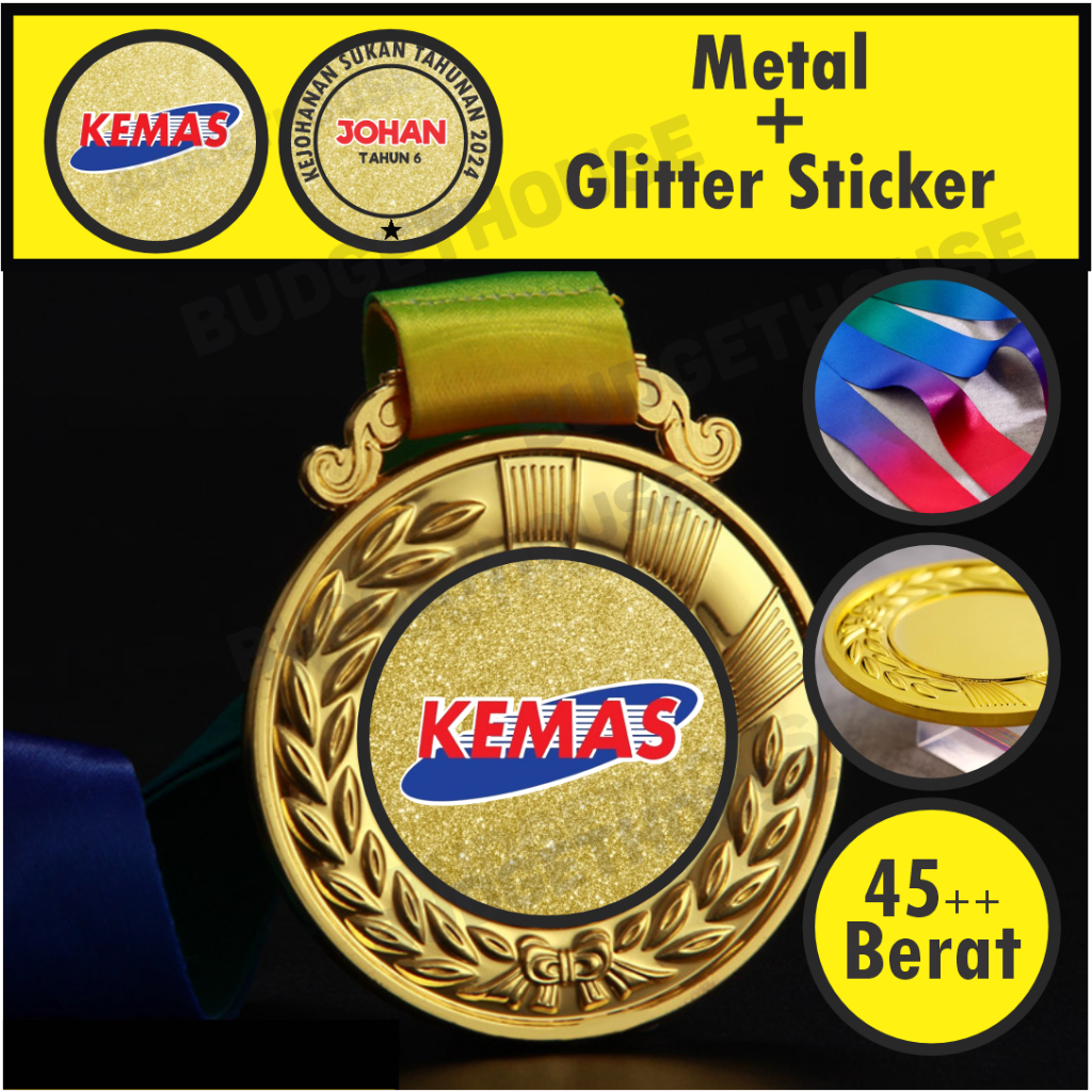 (KL/Perak) Free Design METAL Medal Both Side Sticker Medal Besi With ...
