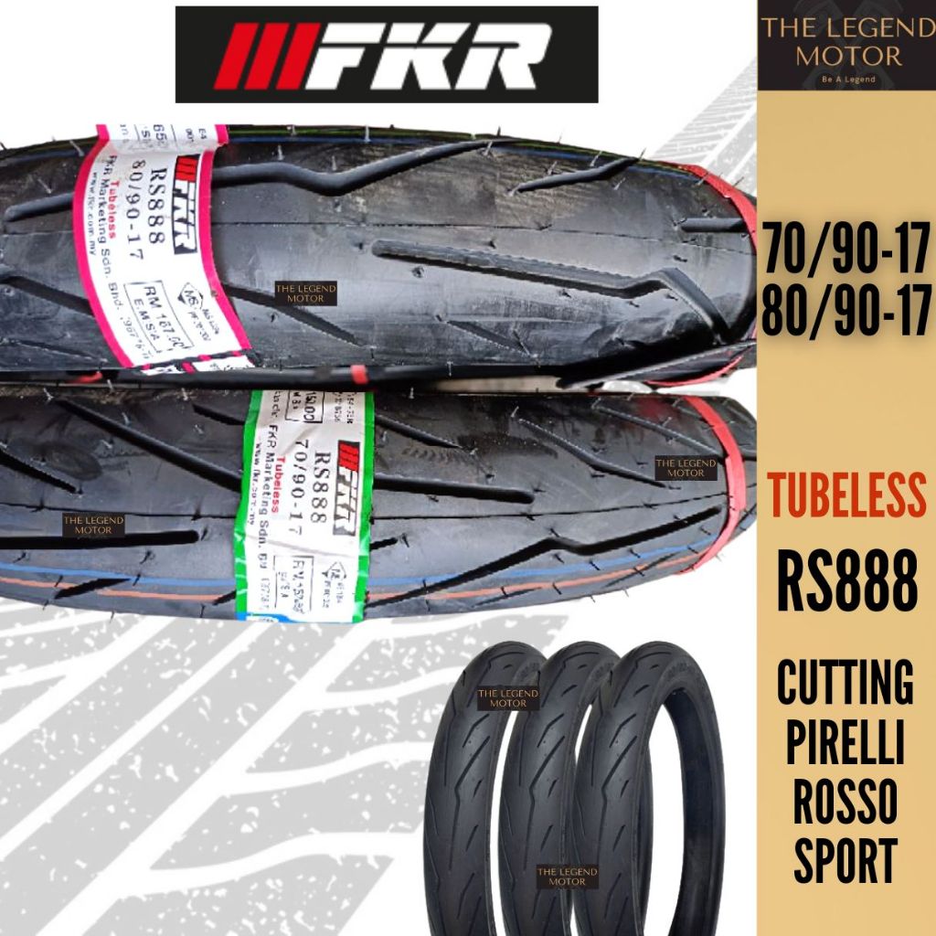 FKR RS888 70/90-17 80/90-17 Tubeless Tyre Tayar Tayer High Quality Grip ...