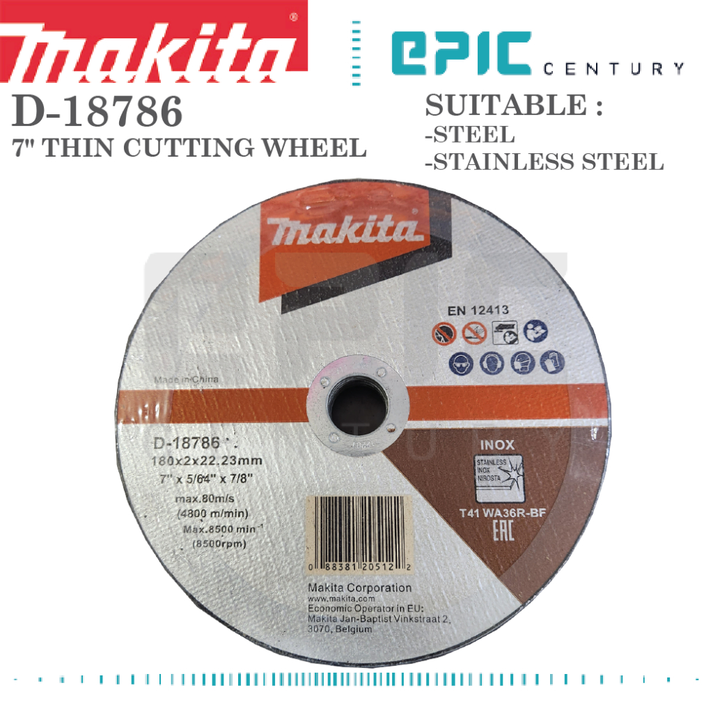Makita Thin Cutting Wheel D-18786 ( 180 X 2.0 X 22Mm )( 7" Cutting Disc ...