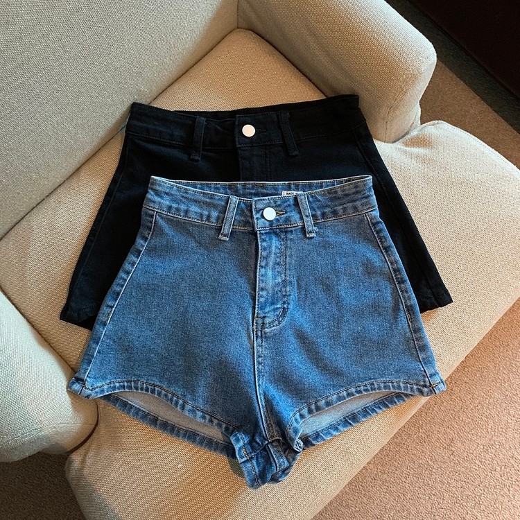 READY STOCK P693-1 High Waist Short Jeans pants 爆款辣妹高腰显瘦A字牛仔短裤 | Shopee ...