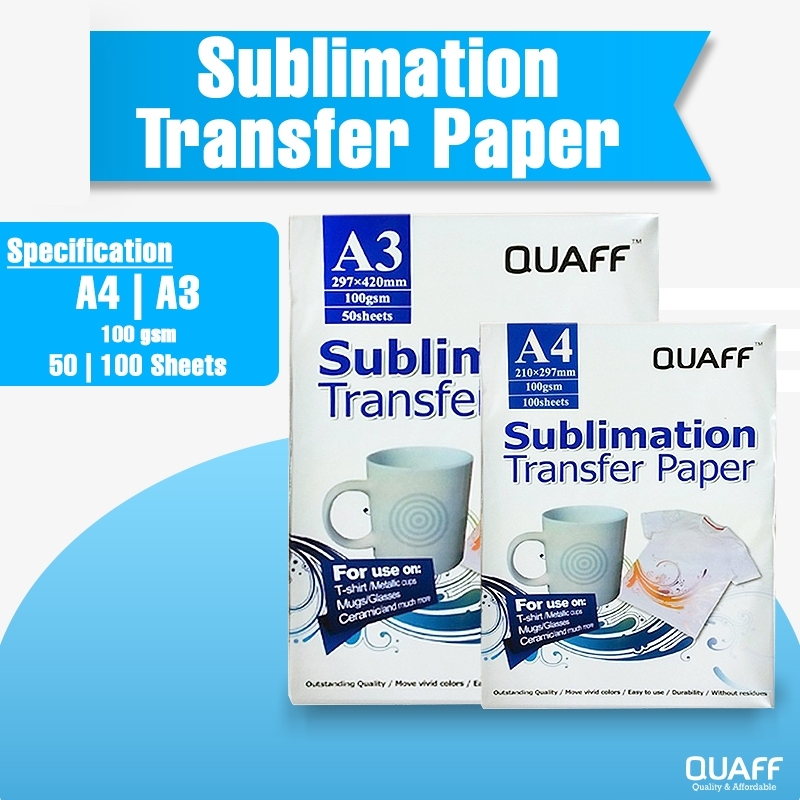 QUAFF Sublimation Paper 100gsm Quick Dry Transfer Paper A4 - A3 Size | Shopee Malaysia