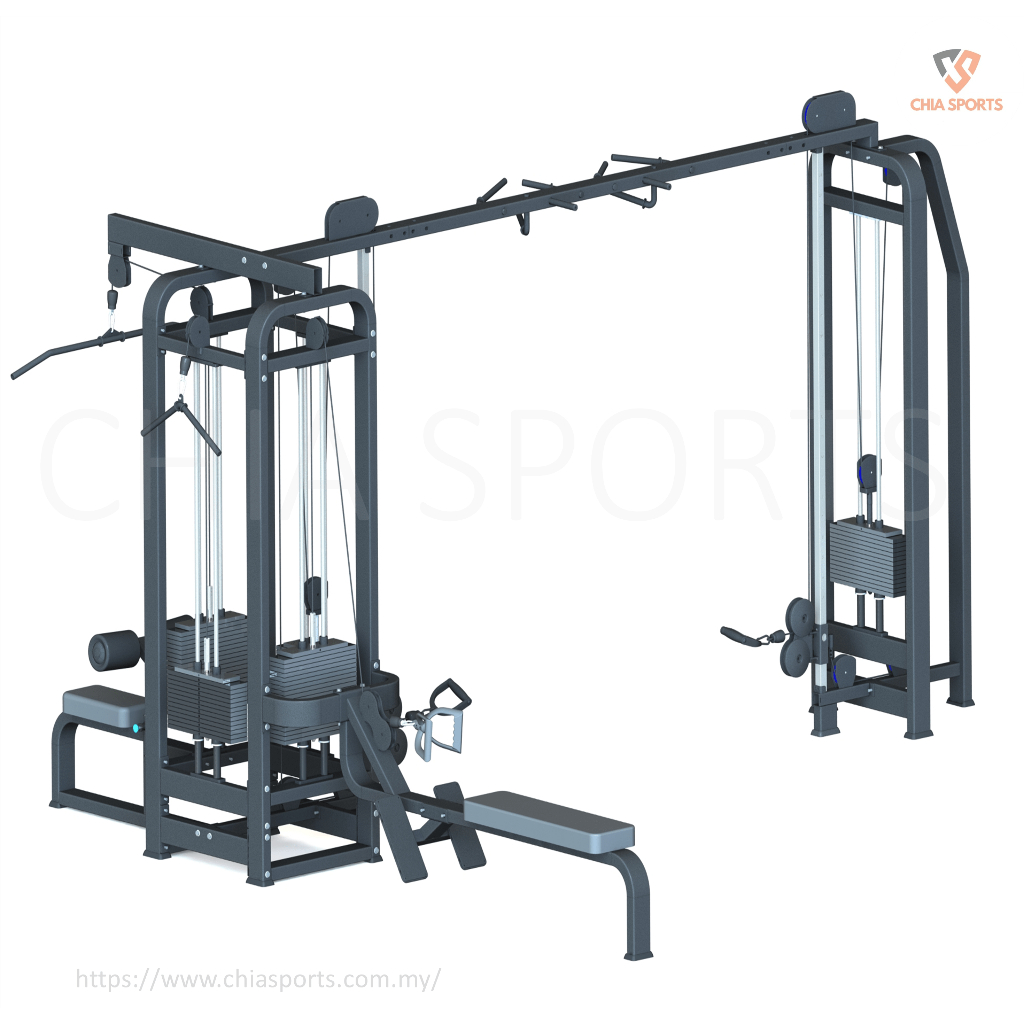 5 Station Multi Gym Machine Lat Pulldown Seated Low Row Standing Cable ...