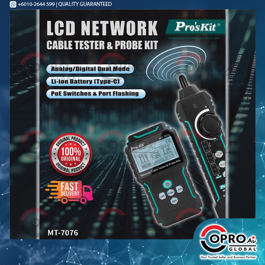 [Test Passed] Proskit® MT-7076 TAIWAN LCD NETWORK CABLE TESTER & PROBE ...