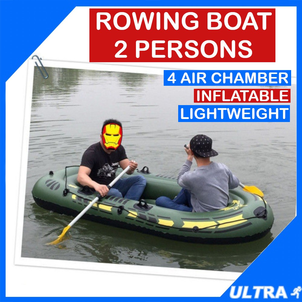 Rowing Boat Inflatable Fishing Canoe Ship 2 Person PVC Paddle Water ...