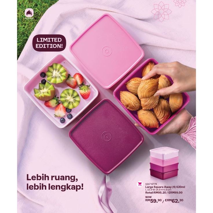 Tupperware Large Square Away (4) 620ml | Shopee Malaysia
