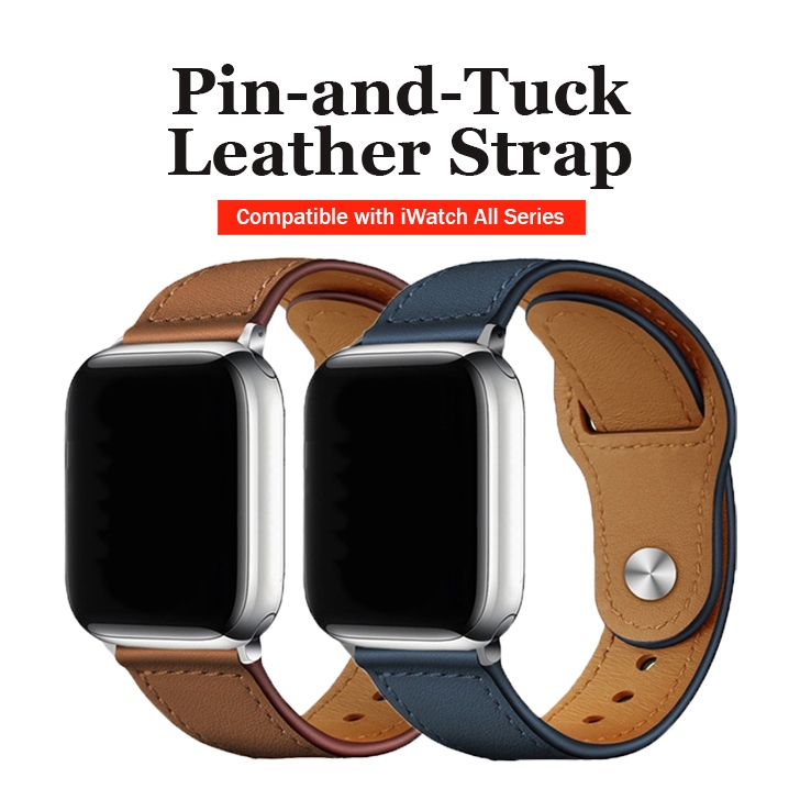 [MY] iWatch Premium Pin-and-Tuck Leather Strap - Series 1/2/3/4/5/6/SE ...