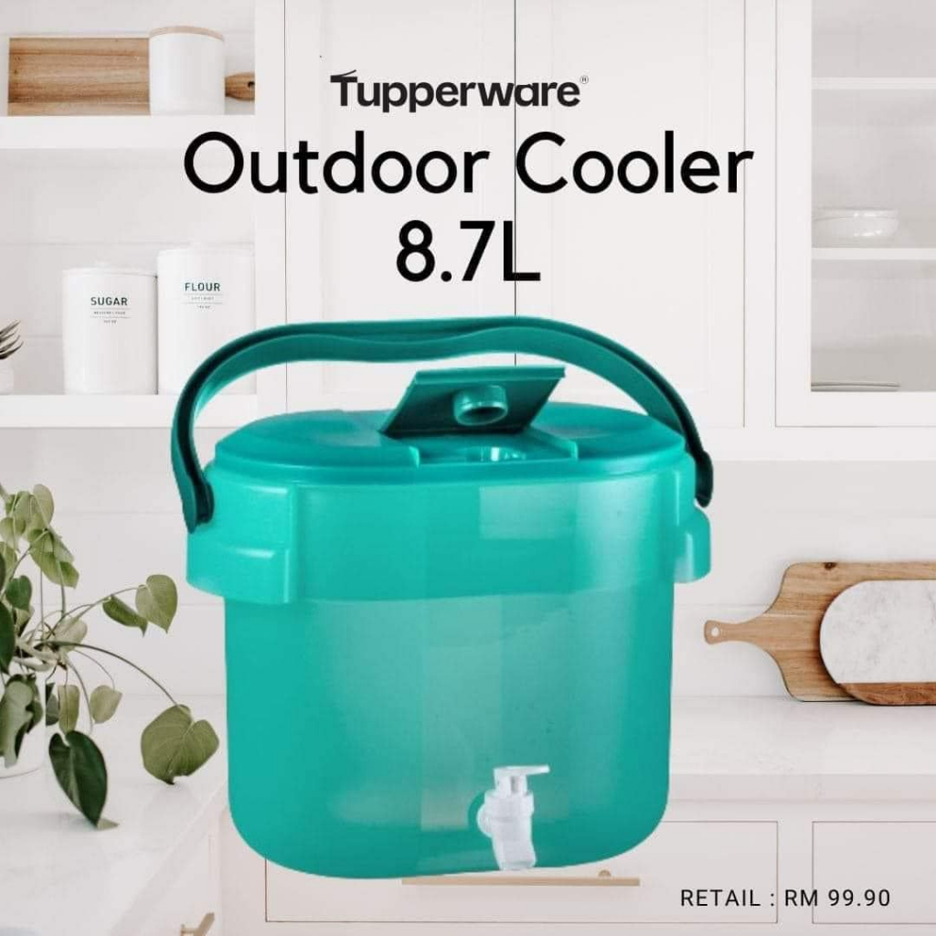 Tupperware Outdoor Cooler 8.7L Click To Go Beverage Dispenser 3.1L ...