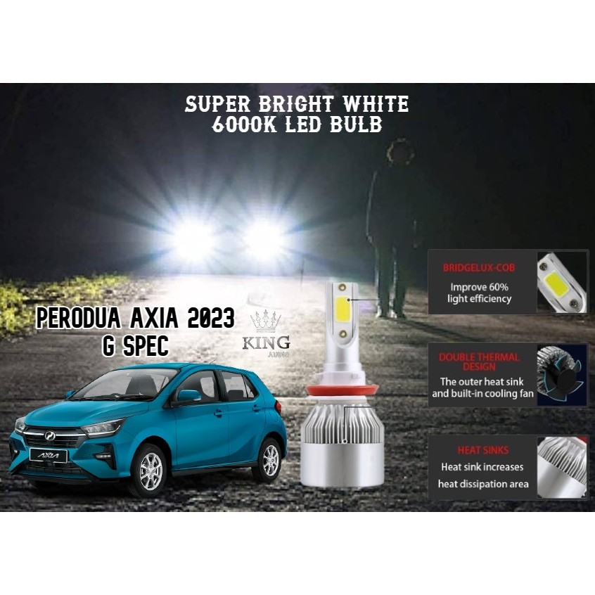 Perodua Axia 2023 G Spec C6 LED Light Bulb 6000K White 1Pair 2pcs Car ...