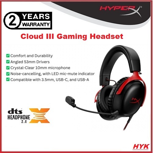 HyperX Cloud III Gaming Headset (Black/Red) | Shopee Malaysia