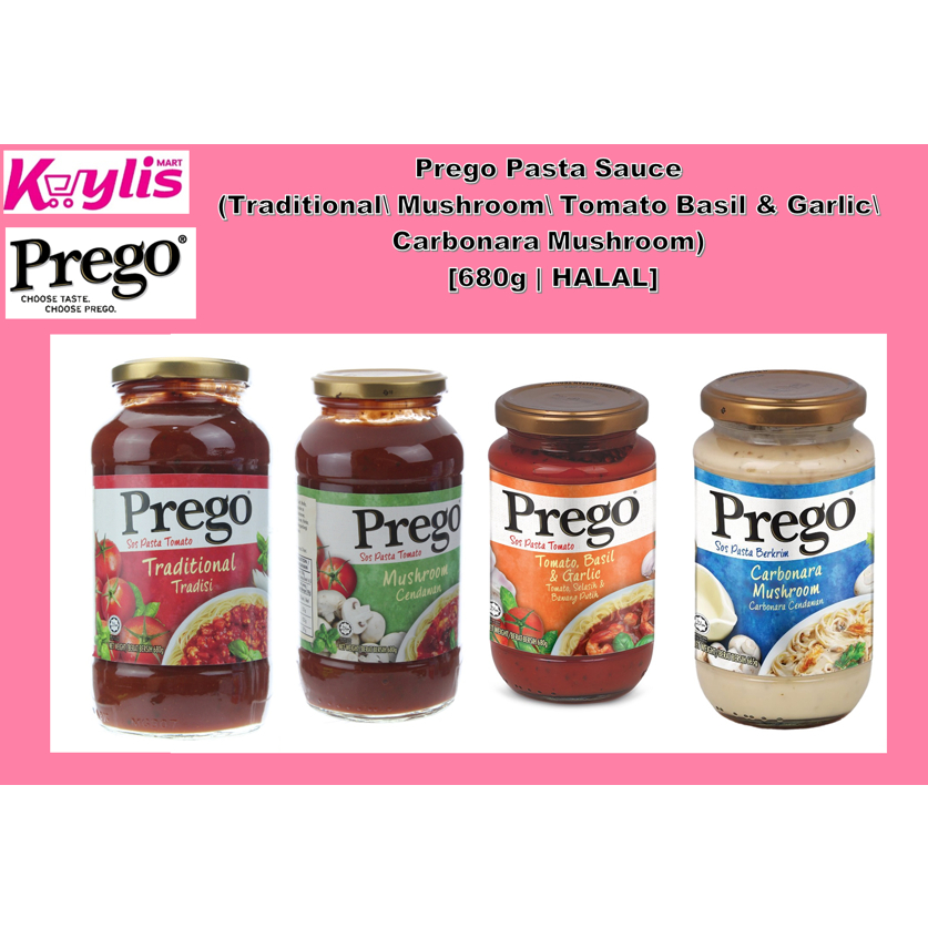 Prego Pasta Sauce (Traditional\ Mushroom\ Tomato Basil & Garlic ...