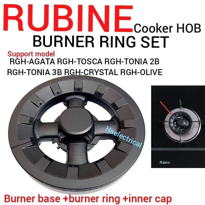 RUBINE COOKER HOB BURNER RING SET RGH-AGATA RGH-TOSCA RGH-TONIA 2B RGH ...
