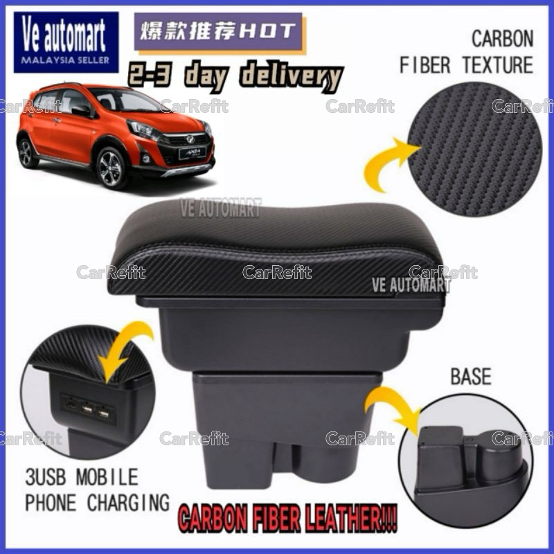 CarRefit Perodua Axia Leather car arm rest Console Box 3usb handrest ...