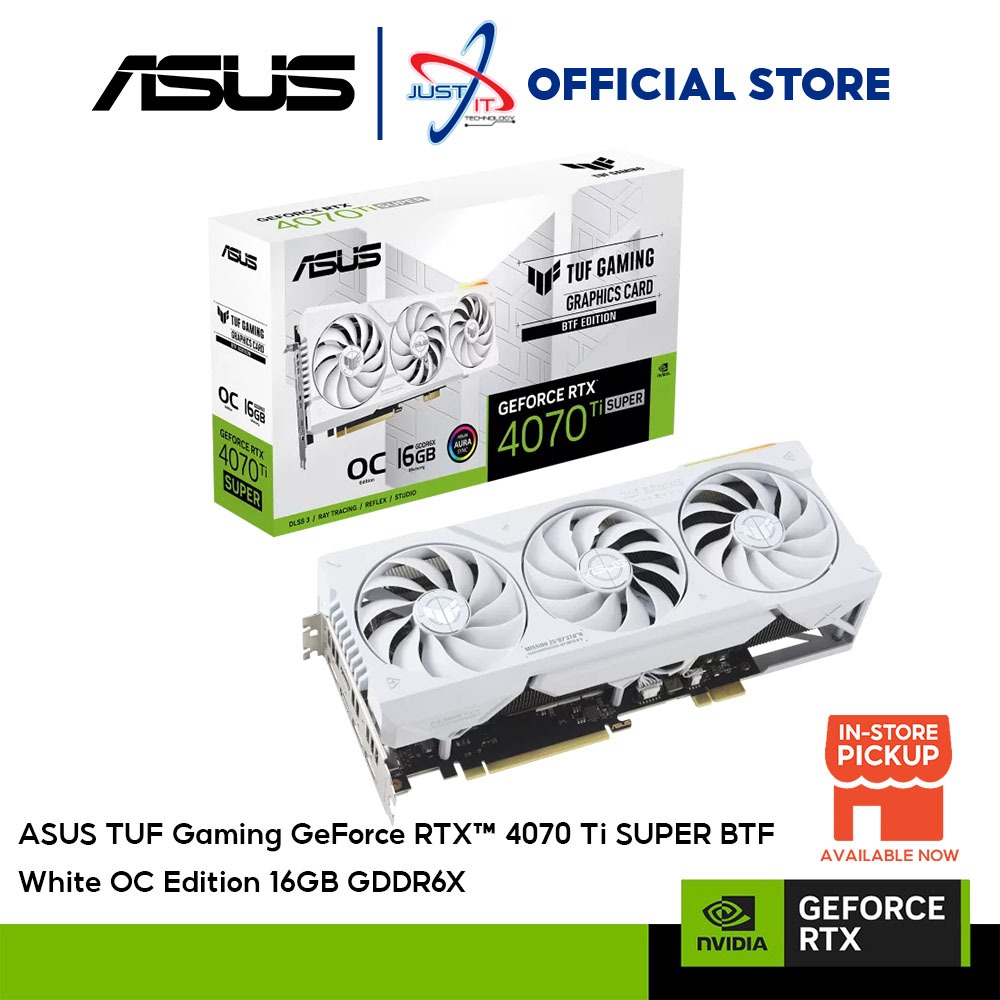 ASUS GEFORCE RTX4070 TI SUPER TUF BTF WHITE EDITION 16GB GDDR6X ...