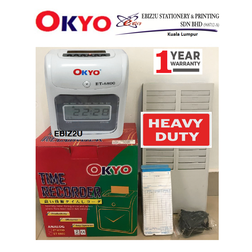 Okyo ET-6800 Time Recorder Punch Card Machine Free 100 Cards & Card ...