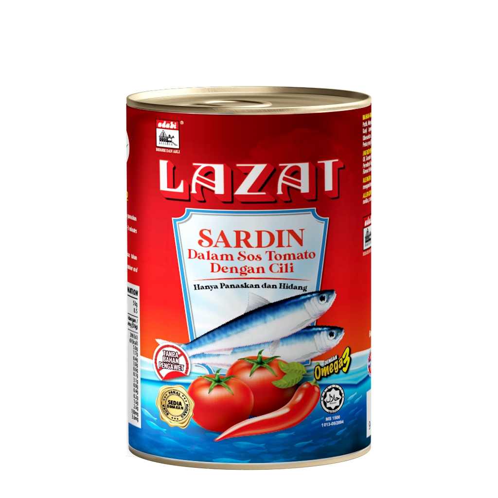 LAZAT Sardin dalam Sos Tomato dengan Cili 425g | Shopee Malaysia