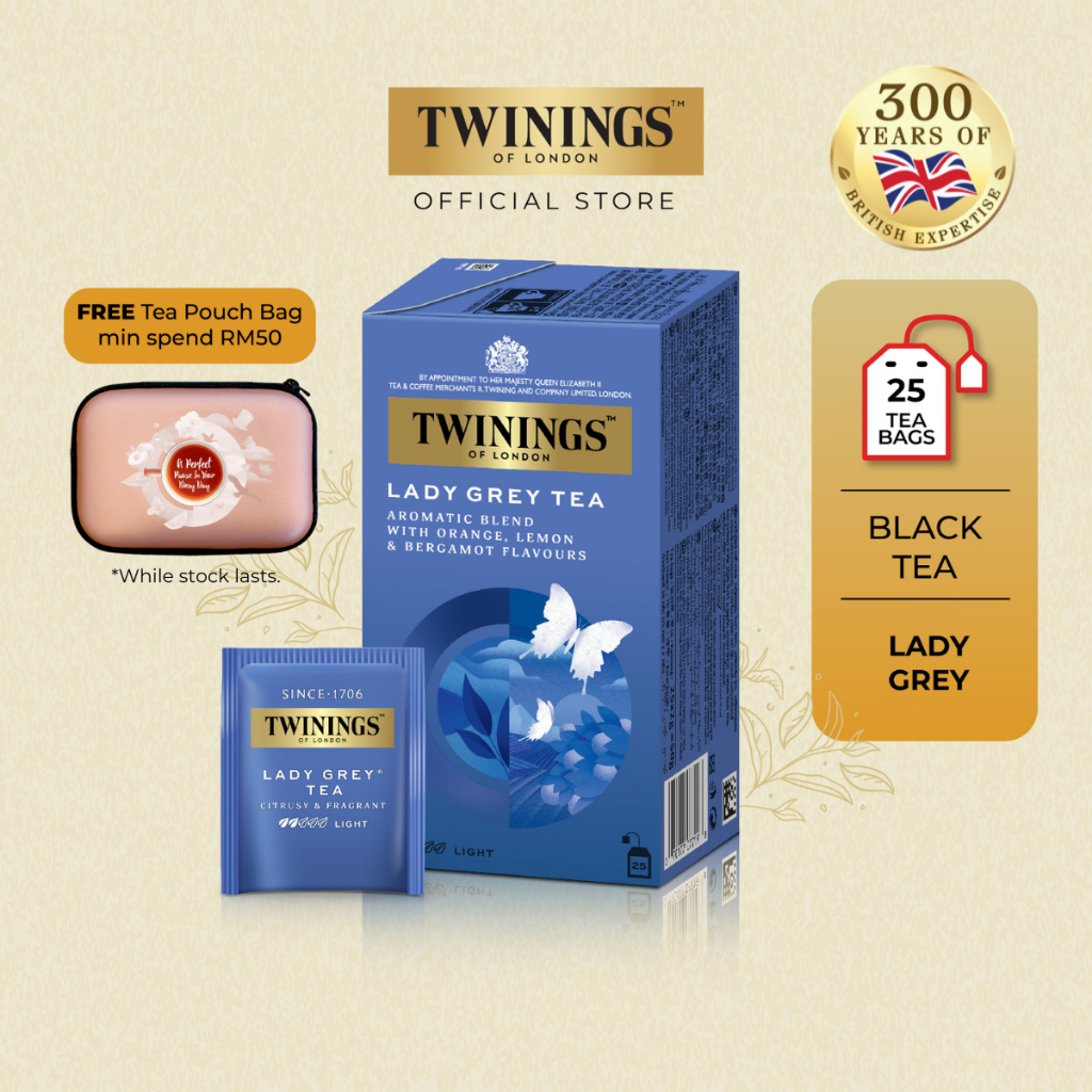 TWININGS Lady Grey Black Tea (25's x 2g) | Teh Hitam Lady Grey | Shopee Malaysia