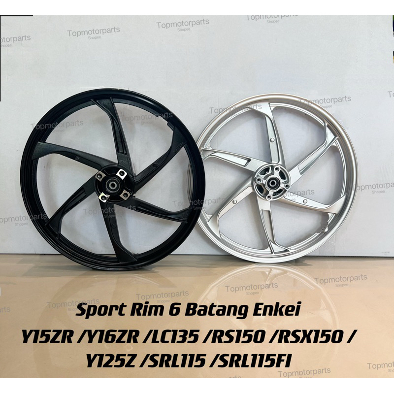 Sport Rim 6 Batang Enkei Y15ZR /Y16ZR /LC135 /Y125Z /RS150 /RSX150 /SRL115 /SRL115FI Enkei Black ...