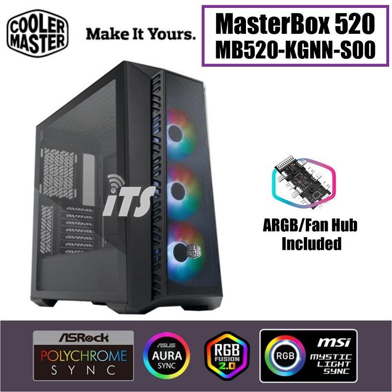 Cooler Master MasterBox 520 Mesh ARGB Tempered Glass Chassis | Shopee ...
