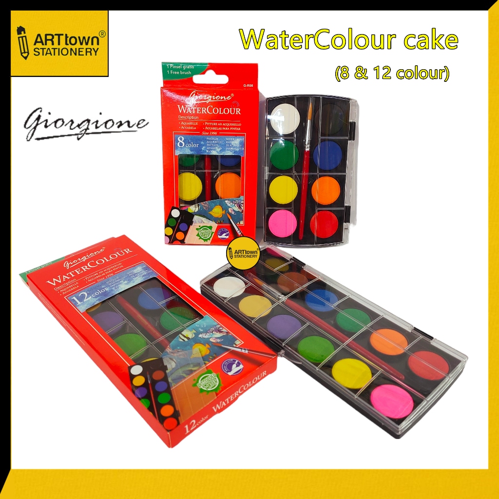 Giorgione Solid Watercolor Cake Set 8/12 colors Painting Art (Ready ...