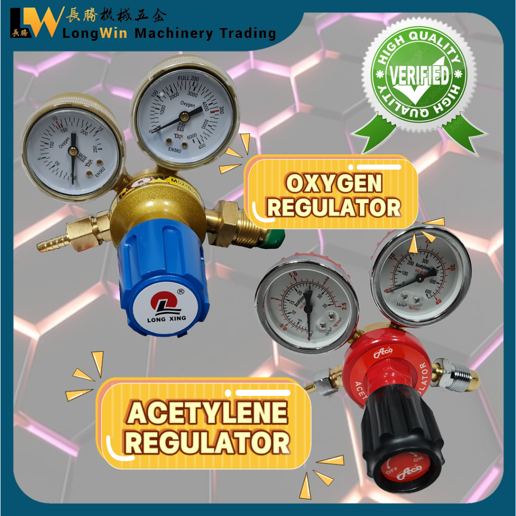 Acetylene (C2H2) Regulator Flow Meter Oxygen (O2) Regulator Flow Meter ...