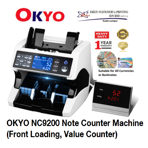OKYO NC9200 Heavy Duty Note Counter Machine (Front Loading, Value ...