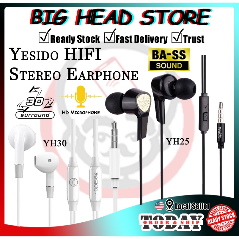 Yesido YH30 YH25 Heavy Bass Effect HiFi Quality Stereo Earphone Handfree with HD Microphone 3 ...