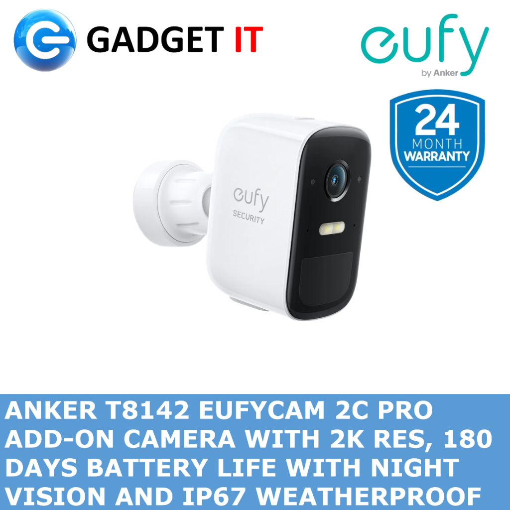 ANKER T8142 EUFYCAM 2C PRO ADD-ON CAMERA WITH 2K RES, 180 DAYS BATTERY ...