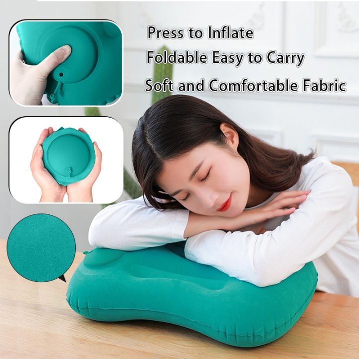 Portable travel Pillow Inflatable bantal PVC Air Pillows Camping Sleep ...