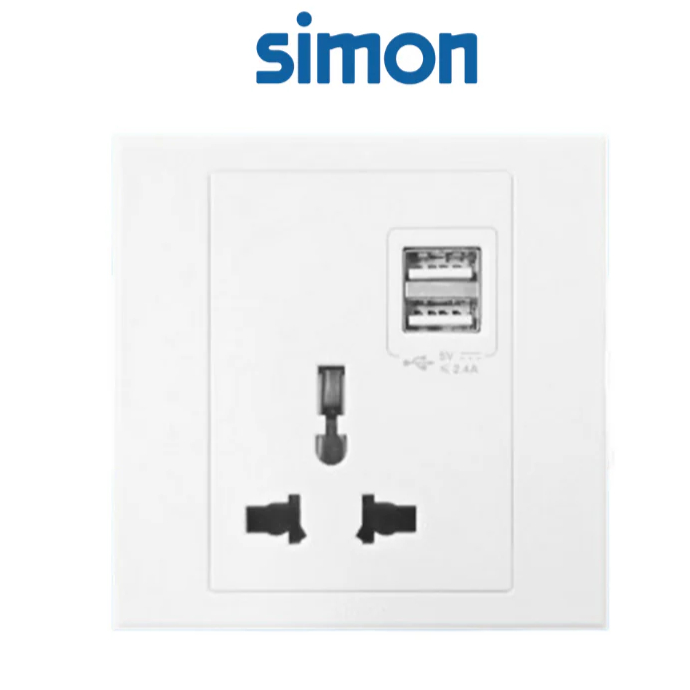 [Ready Stock] SIMON E3 13A+2.1A White Sockets + USB with SIRIM | Shopee ...