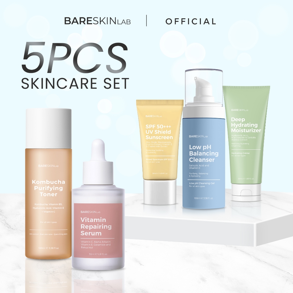 BARESKINLAB FULL SET (CLEANSER, TONER, SERUM, MOISTURIZER & SUNSCREEN ...