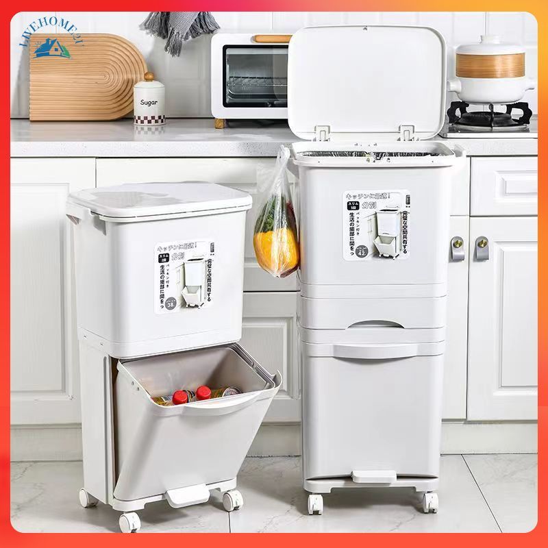Kitchen Sorting Trash Bin Home Double-Layer Large Capacity Trash Can ...