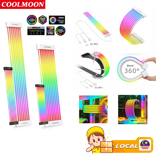 CoolMoon ARGB Flexible LED Light Bar 5V3P Aura Sync Bendable Decoration ...