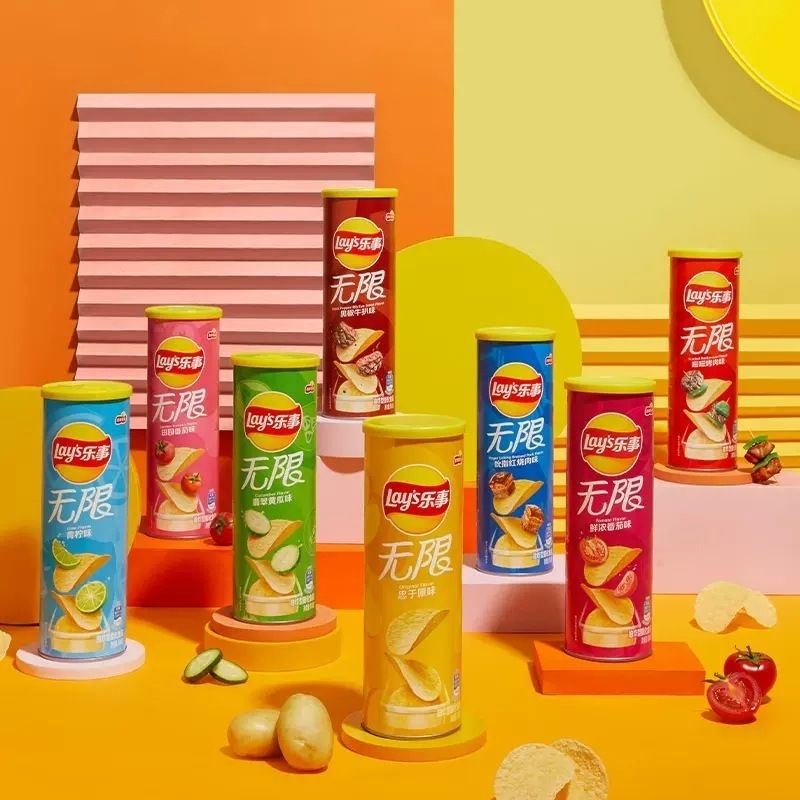 乐事罐装薯片无限桶装40g/104g番茄原味礼物零食大礼包Le Shi canned potato chips unlimited ...