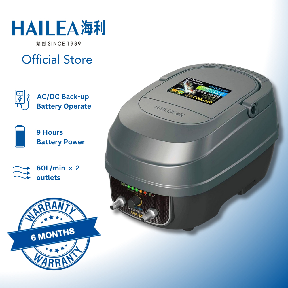 HAILEA CPA-120 AC DC AIR PUMP Aquarium Air Pump hailea cp60 oksigen pam (6 MONTHS WARRANTY ...
