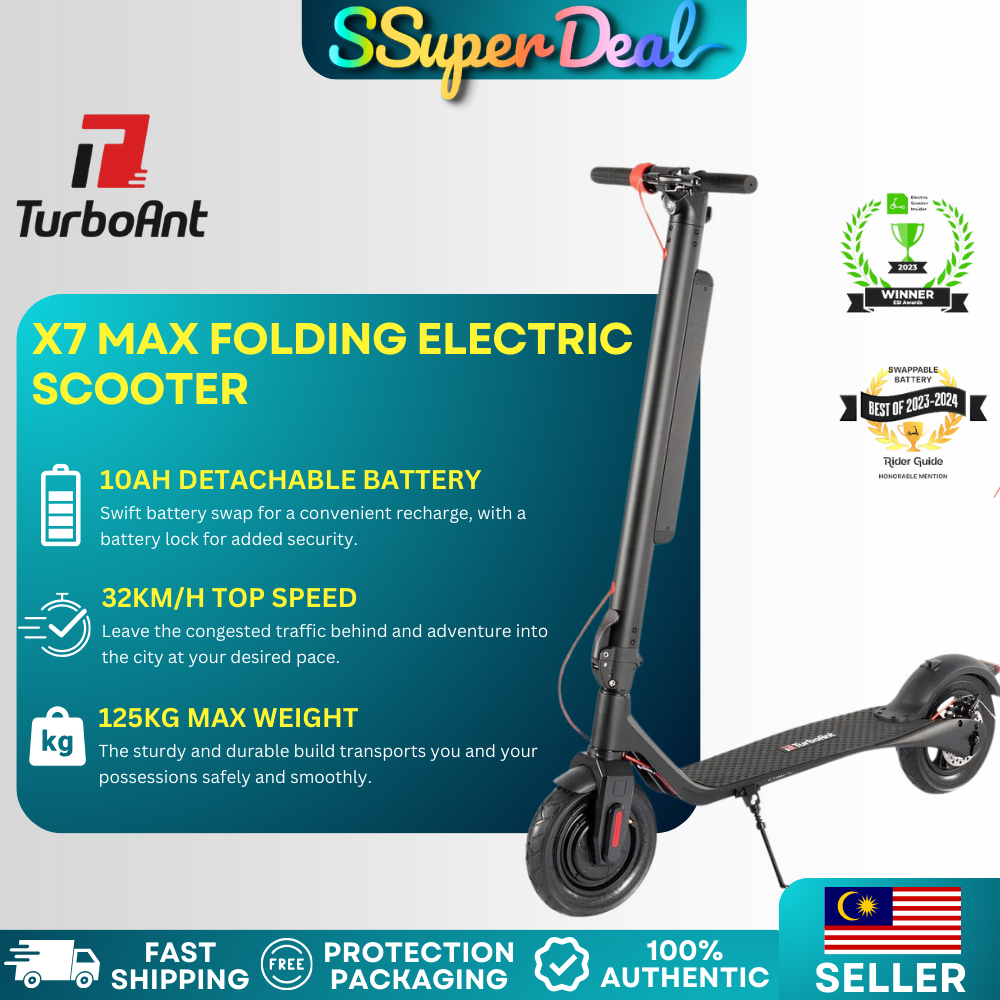TurboAnt X7 Max Folding Electric Scooter | High-capacity, detachable ...
