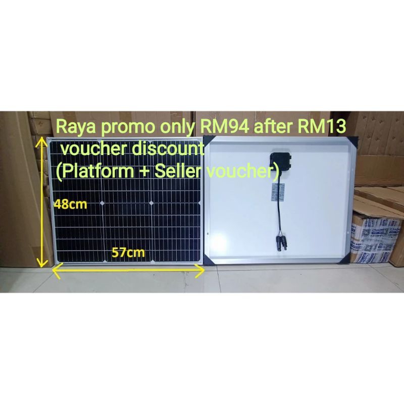 50W Solar Panel with MC4 and Diode*Monocrystalline*FREE 12V LED Light ...