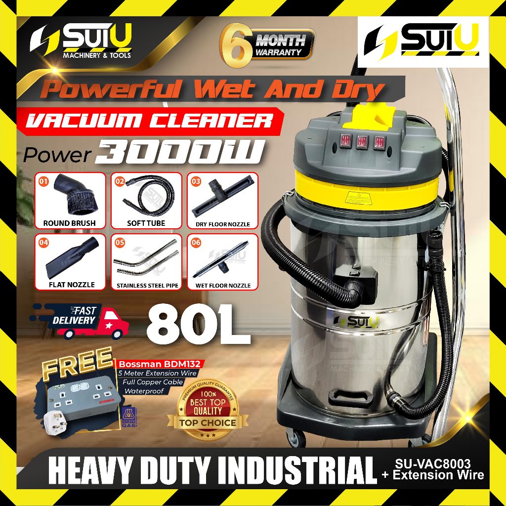 [NEW] SUI U / SUIU VAC8003 80L Heavy Duty Industrial Use Wet & Dry Vacuum Cleaner / Vakum 3000W ...