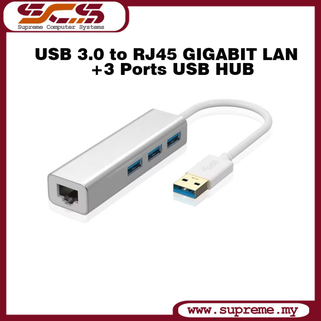 USB 3.0 to RJ45 Gigabit Lan Ethernet Network Adapter with 3 ports Usb Hub | Shopee Malaysia