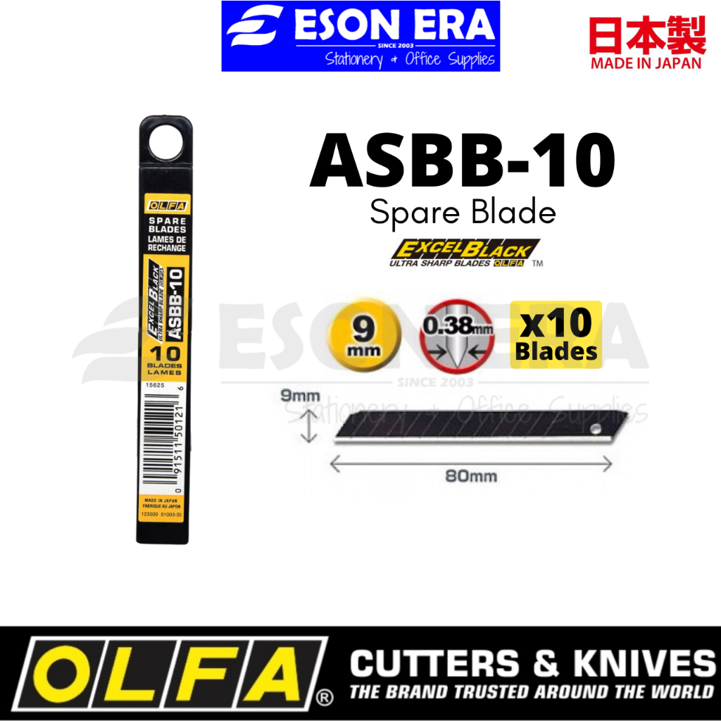 Olfa ASBB-10 Cutter Blades 9mm Excel Black 10Blades/case Made in Japan | Shopee Malaysia