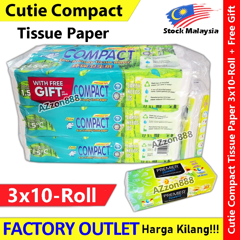 Cutie Compact Toilet Tissue Rolls Kertas Tisu DWI Lapisan Twin Ply Tissue Cutie Compact Toilet ...